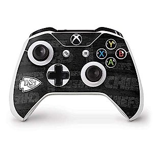 Skinit Decal Gaming Skin compatible with Xbox One S Controller - Officially Licensed NFL Kansas City Chiefs Black & White Design