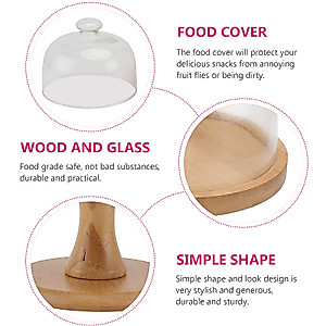 VALICLUD 1 Set Tall Cake Pan Dome Cake Pan Wooden Display Stand Round Cake Carrier Food Serving Tray Kitchen Serving Platter Dessert Dome Cover Wood Bread Plate Food Cover Plate Kit Butter