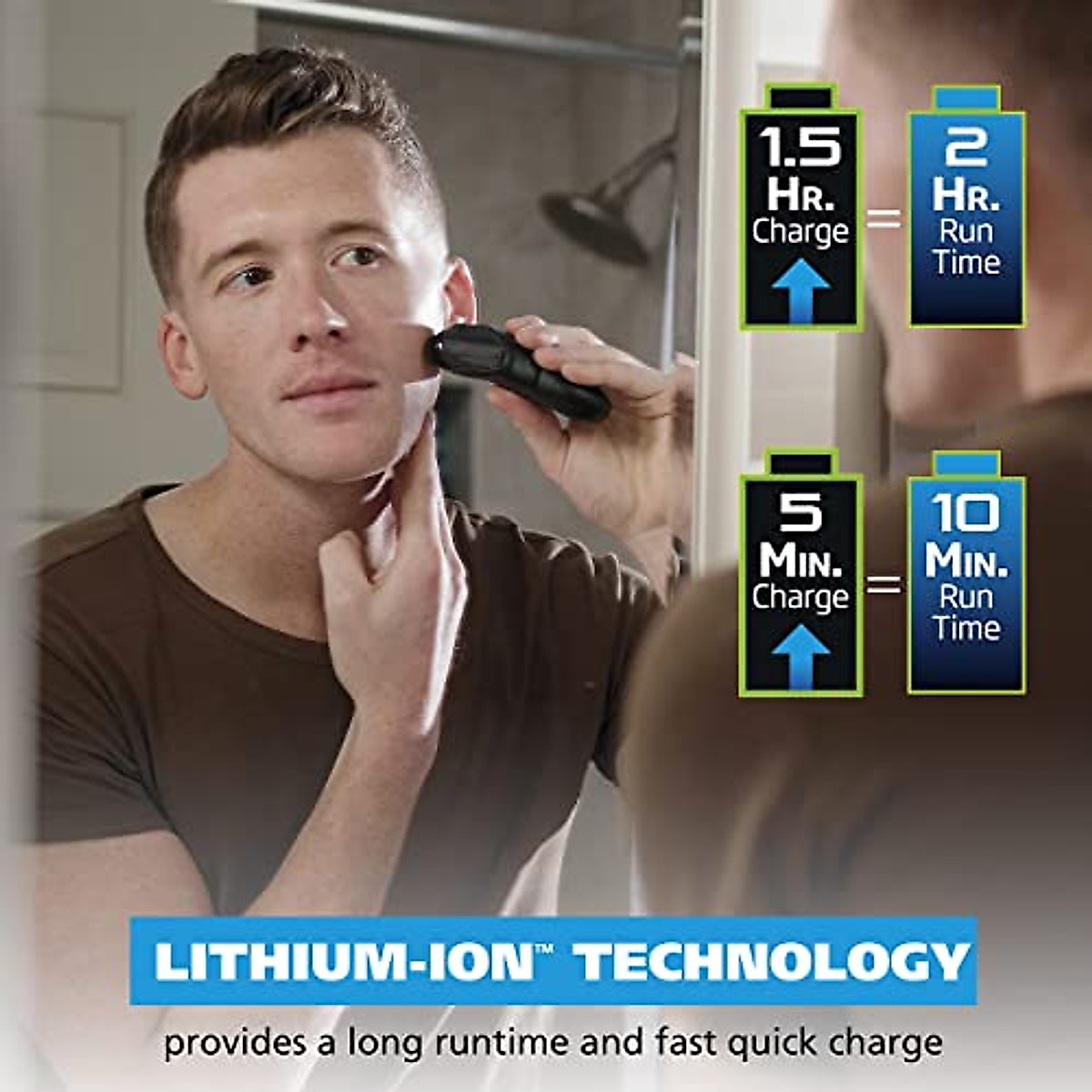 Wahl Compact Rechargeable Lithium Ion Shaver Kit with Hygienic Rinseable Foils & Cutter Bar with Dual Flexible Foils That Move with The Contours of Your Face - 7065