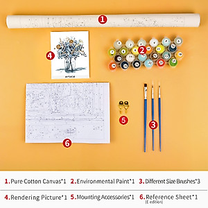 Flower Paint by Number, Paint by Numbers for Adults Kids Beginner, DIY Oil Painting by Numbers on Canvas with Brushes and Pigment for Kids Perfect Gifts - 16x20 Inch, without Framed