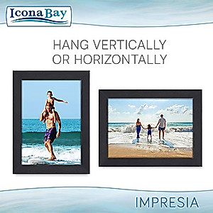 Icona Bay 5x7 Picture Frame Set (Black, 4 Pack), Simple Modern Design, Table Top Kickstand and Wall Hanging Hooks Included, Impresia Collection