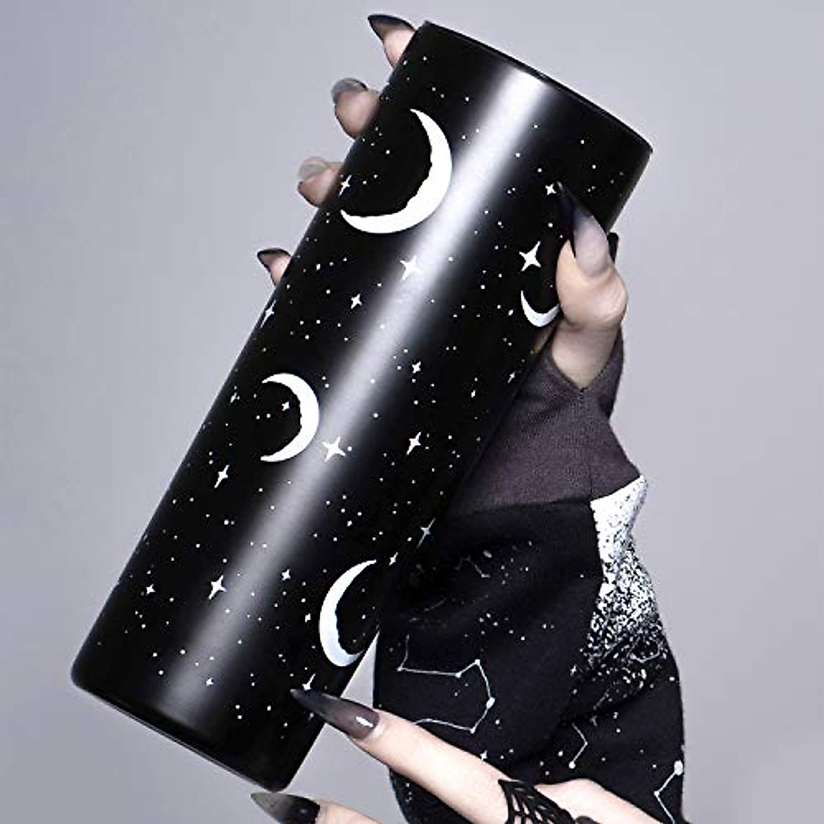 Insulated 20oz Stainless Steel Coffee Mug For Women Skinny Tumbler with Splashproof Lid Halloween Decor Spooky Gifts Vacuum Double Wall Rubber Sealed Tumblers Travel Cup Simple Modern Kitchen 570ml