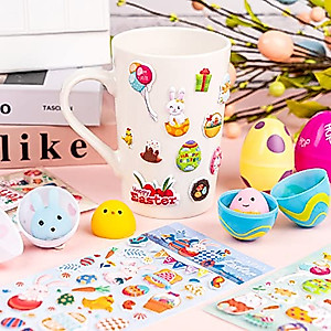 Easter Puffy Stickers for Kids, 180Pcs Cute Easter 3D Stickers for Scrapbooking DIY Phone Diary, Including Rabbit, Egg, Carrots, Chicke and More