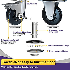 3 Tier Rolling Tool Cart on Wheels, Heavy Duty Utility Tool Cart with Pegboard,Tool Cart for Mechanics, Garage, Warehouse, Workshop