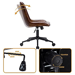 Duhome Modern PU Leather Office Chair Desk Chair Swivel Computer Chair Yellowish-Brown