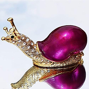 Waltz&F Purple shell snail Trinket Box Hinged Hand-painted Figurine Collectible Ring Holder