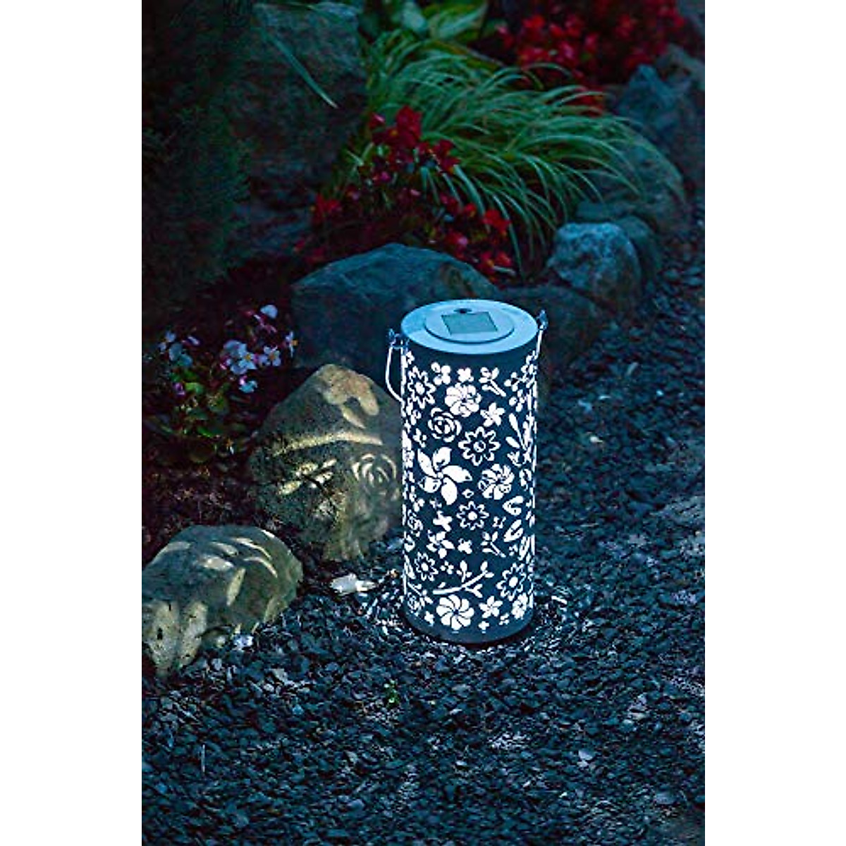 Allsop 32161 Bloom Lantern-White Punched Metal Solar Light