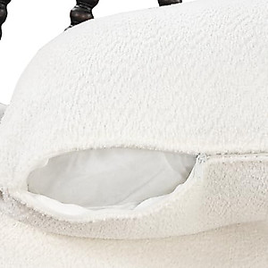 YISH SG000780ABK Modern Lounge Accent Velvet Single Sofa Chair with Ottoman and Armrests Pad, Upholstered Armchair for Living Room Bedroom Office, Black&White