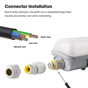 JUERLEN 4FT LED Vapor Tight Light，40W Waterproof Fixture，4400lm，5000K，Commercial Waterproof Shop Light for Car Wash, Walk in Freezer, High Efficiency,Walk in Freezer,IP66, 2 Pack