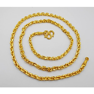 arrawana77 Men's, Women Classic Chain 22k 23k 24k Thai Baht Gold GP Necklace 26 Inch 5 mm 40 Grams Jewelry