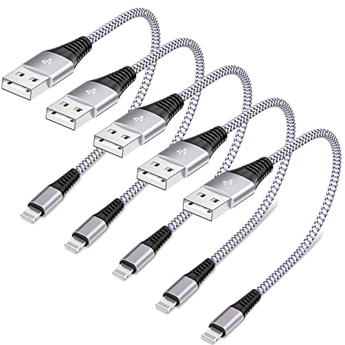 5 Pack Short Lightning Cable(8 Inch), [Apple MFi Certified] iPhone Fast Charging Cable,USB to Lightning High Speed Data Sync Nylon Braided Cord for iPhone 14/13/12/11/XR/X/8/7/6/iPad/Airpods/PowerBank