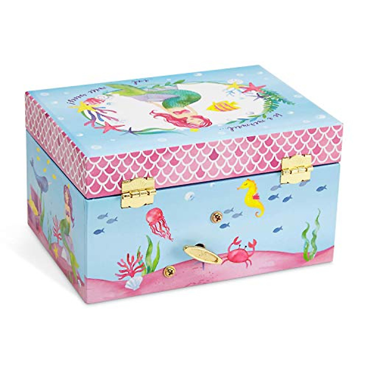 Jewelkeeper Mermaid Musical Jewelry Box, Underwater Design with Narwhal, Over the Waves Tune