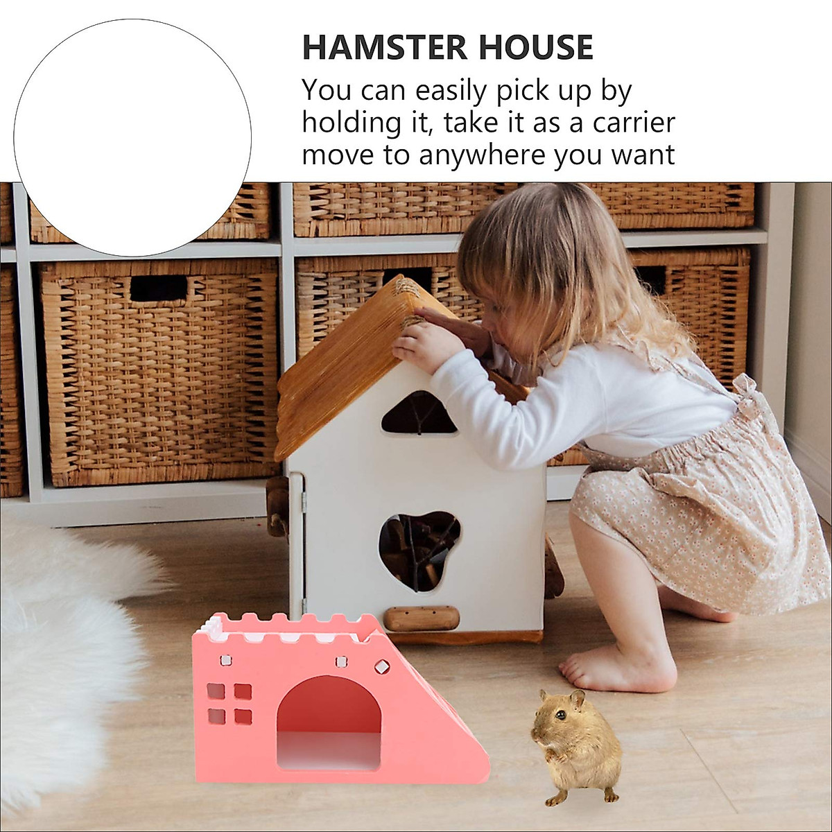 1pc Little Pet Staircase Villa Hamster Habitat Small Hamster Toys Wooden Hamster Hut Novel Hamster House Hamster Villa Pet Supply Small Pets Toys Pet Playing House