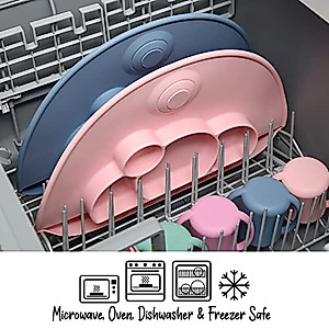 PrimaStella Unbreakable Silicone Platemat - Divided Suction Plate, Placemat and Food Catcher All-in-one (Soft Pink)
