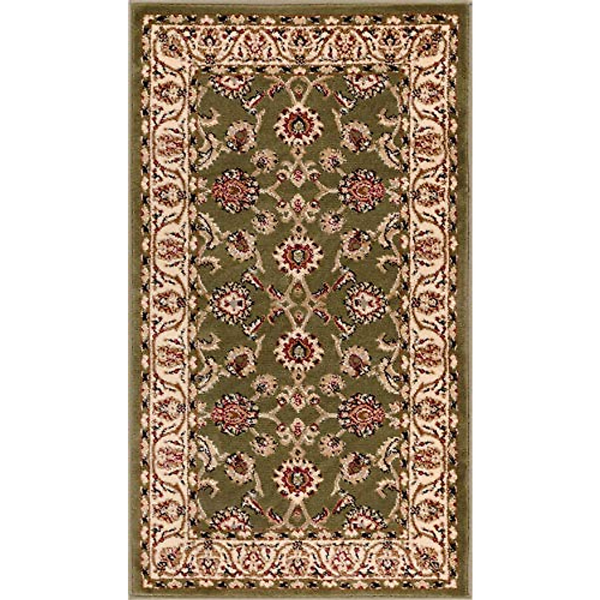 Noble Sarouk Green Persian Floral Oriental Formal Traditional Area Rug 2x4 ( 2'3" x 3'11" ) Easy to Clean Stain Fade Resistant Shed Free Modern Contemporary Transitional Soft Living Dining Room Rug