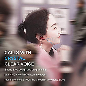 Soiedroo Red Bluetooth Wireless Earbuds Deep Bass Headphone with Dual Mic, CVC8.0 Noise Cancelling Earphone 3D Stereo Sound,Crystle Clear Phone Call Voice with Wireless Fast Charging…