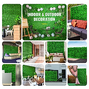 VEVOR Artificial Boxwood Panels 48PCS 10" x 10", UV-Anti Boxwood Hedge Wall Panels, Artificial Grass Backdrop Wall 1.6", Green Grass Wall for Decor Privacy Fence Indoor Outdoor Garden Backyard