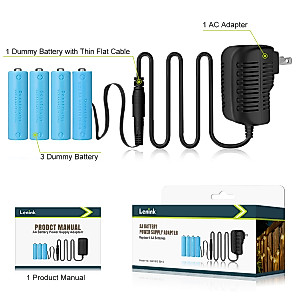 Lenink AC Power Supply Adapter for 4 AA Battery, AA Battery Replacement for LED Light, Decorations (Black, 1.8m/5.9ft)