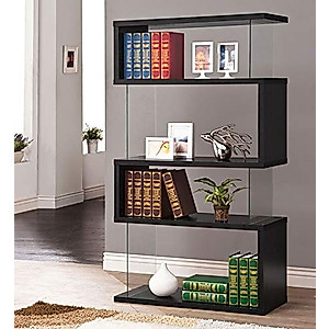 Coaster Furniture Asymmetrical Snaking Bookcase Black and Clear 800340