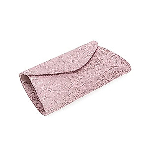 CHARMING TAILOR Classic Lace Clutch Purse Formal Handbag Evening Bag for Prom/Wedding (Pink)