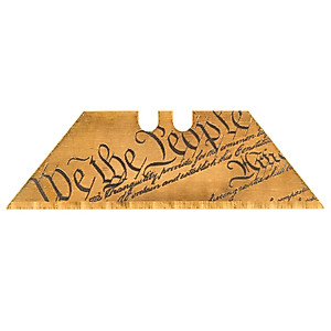 NDZ Performance Steel Blade Replacement for Berkling Utility Knife, Custom Razor Blade, Double Sided Laser Engraved Designs, Gold - We The People, Single Pack