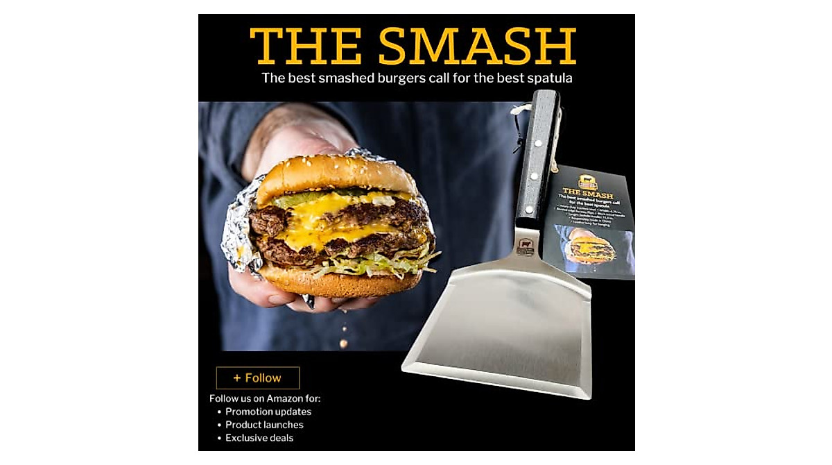 Heavy Duty Stainless Steel Smash Burger Spatula for Grilling