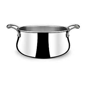Stahl Triply Stainless Steel Sauce Pot with Lid I Stainless Steel Belly Casserole | Tri Ply Biryani Pot with Induction Base | Artisan 4178, Dia 18 cm, 2.4 L (Serves 3 People)