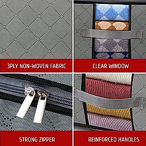 CROWN Under Bed Storage Bags (2 Pack) 8" Height| 90L, 38"x17" Clothes Organizer | Underbed Storage | Blanket Storage | Under the Bed Storage | Bedroom Organization Storage | Underbed Storage Container