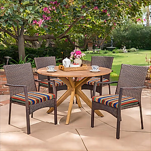 HARBOREST Outdoor Chair Cushions Set of 4 - Round Corner Water Resistant Outdoor Cushions for Patio Furniture - Patio Furniture Cushions with Ties, 17"x16"x2", Rainbow Stripes