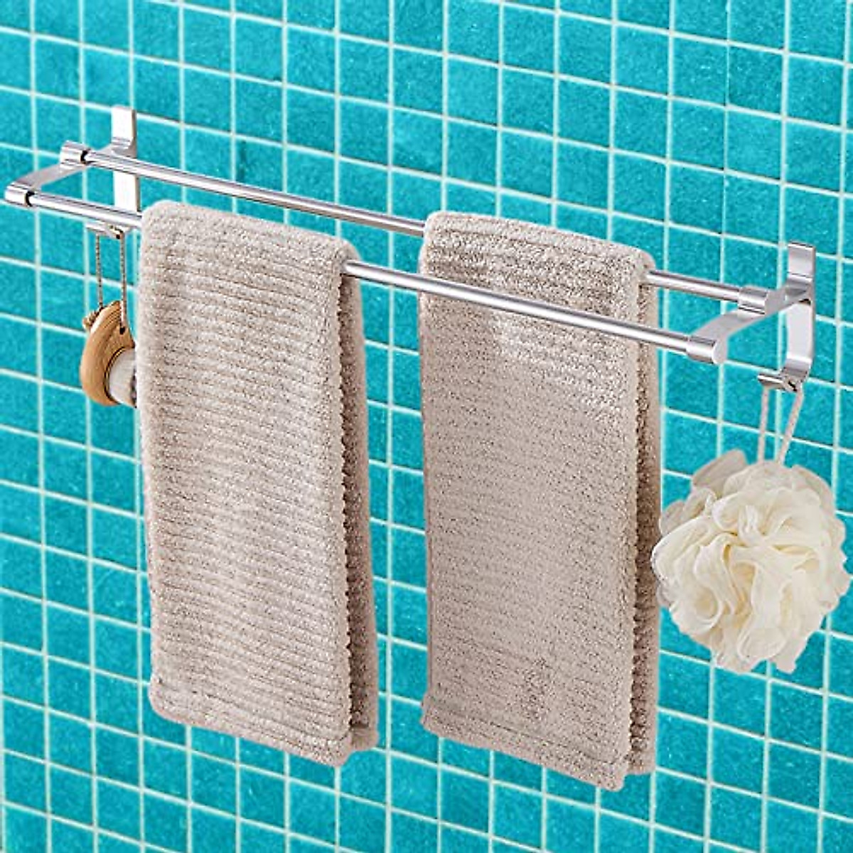 ICOBES Multipurpose Paper Towel Holder Stand Wall- Mounted Towel Racks Bar Holder: Double Towel Rod Towel Hangers Towel Rack Holder Organizer Shelf for Bathroom Toilet 50Cm Wall Mount Paper Towel Hold
