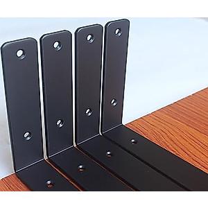 4 Pack - L 8" x H 6" x W 1.5", 5mm Thick Rustic Shelf Bracket, Iron Shelf Brackets, Metal Shelf Bracket, Industrial Shelf Bracket, Modern Shelf Bracket, Decorative Shelving, Shelf Supports with Screws