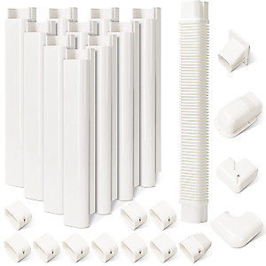 3" W 16.1Ft L Line Set Cover Kit for Mini Split Air Conditioners Decorative PVC Slim Line Cover for Central AC & Heat Pumps Systems Tubing Cover (3" W 16.1Ft L)