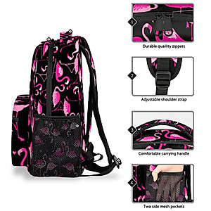 Backpacks Boys Girls, Kawaii Pink Flamingo Lightweight School Backpack Laptop College Bookbag, Travel Casual Daypack, Hiking Camping Computer Rucksack