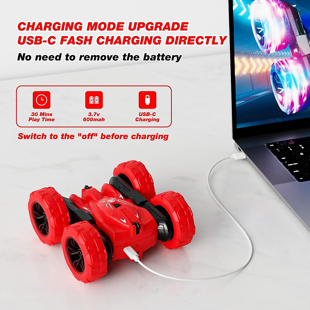 Upgraded Remote Control Car, Rechargeable RC Cars Toy All Terrain Off Road 4WD Double Sided Running Crawler, 360° Rotation & Flips 2.4GHz RC Stunt Car Birthday Gift for Boys & Girls Aged 3-12