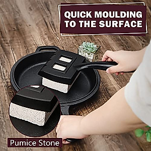 RadStar BBQ Grill Cleaning Blocks - 4 pcs with Handle. Great Grill Brush and Scraper for Grill Cleaning Made from Pumice Stone and is Bristle Free. Clean Grill Griddle and cast Iron
