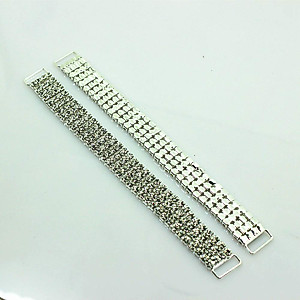 10pcs 4ROWS 165MM Full Crystal Rhinestone Bikini Connectors Buckle Metal Chain for Swimming Wear Bikini Decoration (Silver Clear)