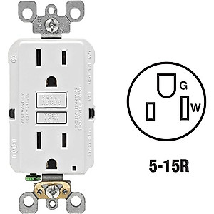 Leviton GFNT1-3W Self-Test SmartlockPro Slim GFCI Non-Tamper-Resistant Receptacle with LED Indicator, 15-Amp, 3-Pack, White