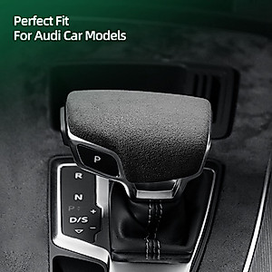 Alfanxi Gear Shift Knob Cover Alcantara Material Trim for Audi A4 B9 A5 Q5 Q5L A6 Q7 S4 S5 SQ5 (Black)