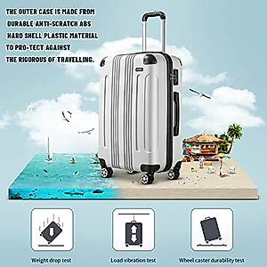 Joyway Luggag 7-Piece Travel Sets,28 inch Suitcase with Spinner Wheels,Hard Case Large Luggage with TSA Locks(28Inch No Bag White)