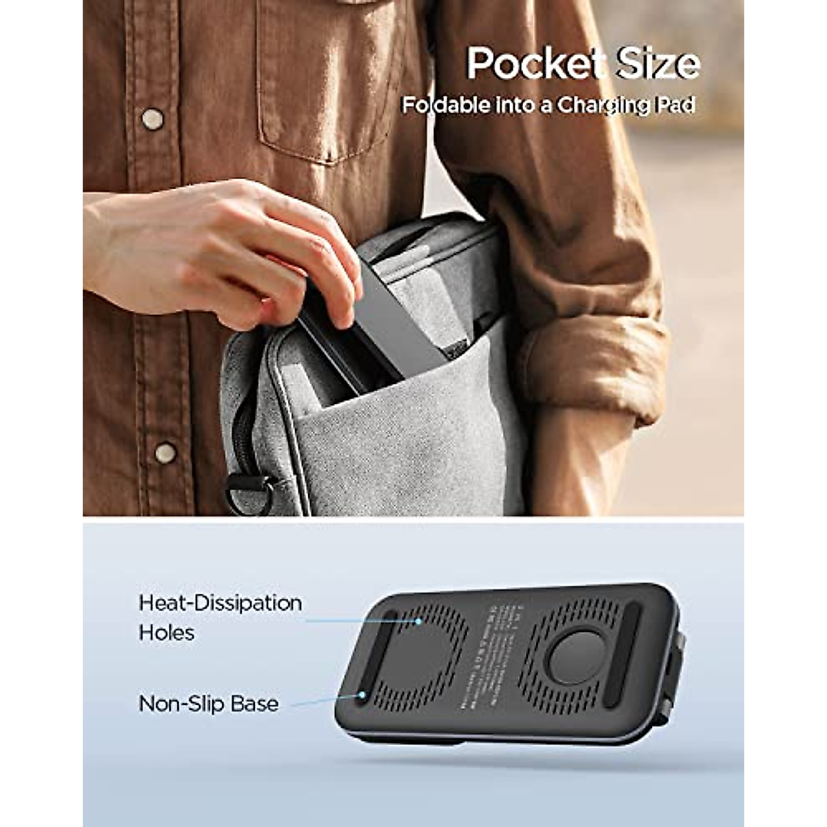 Mag-Safe Wireless Charger-Hohosb 3 in 1 Mag-Safe Charging Station,Magnetic Foldable Charging Stand for iPhone 14/13/12 Series,AirPods Pro/2/3,iWatch 8/7/6/SE/5/4/3/2-Black(18W Adapter Included)