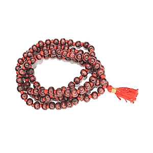 IS4A 8mm Red (Rosewood) Wood Japa Mala Beads Necklace Beads 108 + 1 Hand Knotted Meditation Prayer
