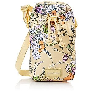 Vera Bradley Women's Recycled Lighten Up Reactive Deluxe Water Bottle Crossbody Sling Bag, Sunlit Garden, One Size