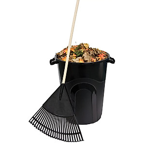 BHCHA 32 Gallon Heavy Duty Plastic Garbage Can, Included Lid, Indoor/Outdoor, Black