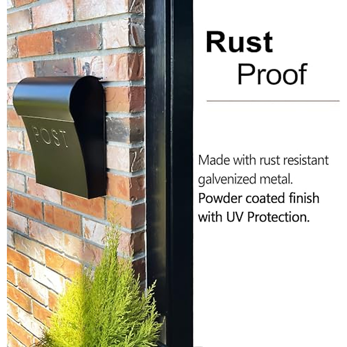 NACH Wall Mount Mailboxes for Outside, 11x4.5x12.5 in Black Mailbox, Waterproof Mailbox for House - Vicki-Style Mailbox