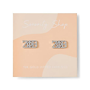 Sorority Shop Zeta Phi Beta Earrings — ZPB White Gold Plated Sorority Gifts Earrings, Long-Lasting Zeta Phi Beta Gifts for Women