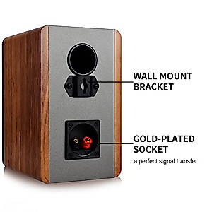 SINGING WOOD T25 Passive 2 Way Bookshelf Speakers with preinstalled Wall Mount Bracket- 4 inch woofer and Silk Dome Tweeter- Receiver or Amplifier Needed to Operate- 60 Watts(Beech Wood-Pair)