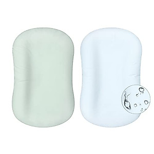 MEXXI Organic Waterproof Baby Lounger Covers | 100% Organic Cotton Hypoallergenic and Breathable Organic Cotton Baby Nest Covers (Covers Only) (Blue & Green, Waterproof)
