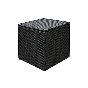 Green4ever Outdoor Deck Storage Box, Waterproof Outside Patio Rattan Wicker Storage Bin Container with Liner, Large Box for Cushions, Pool Toys and Garden Tools