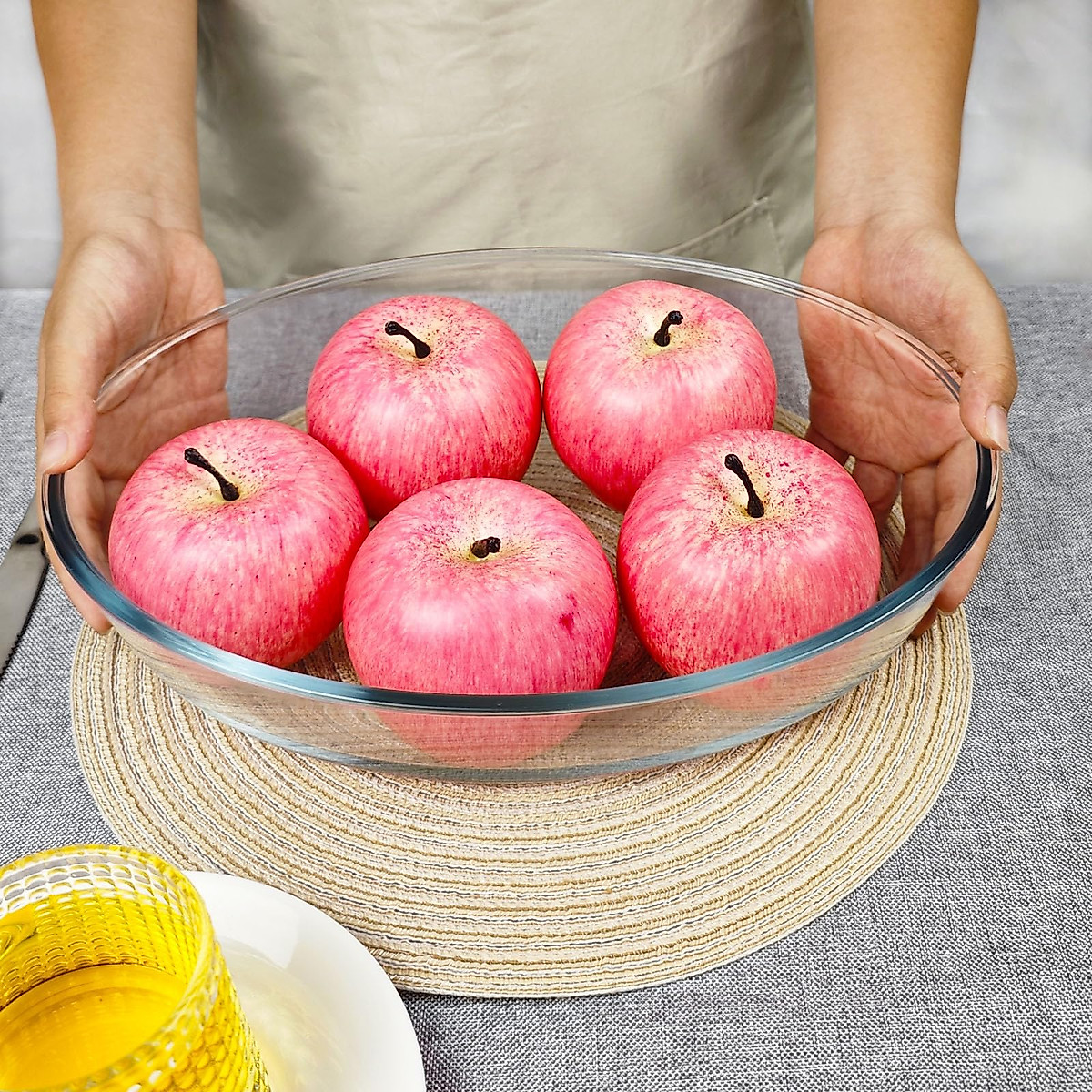 2.4L Glass Baking Dish for Oven, Borosilicate Glass Casserole Dish, Oval Oven Safe Glass Baking Pan