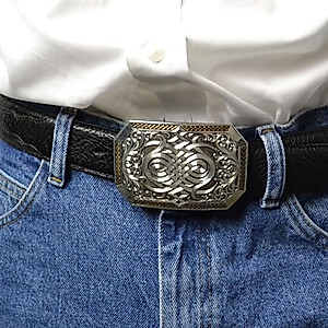 Montana Silversmiths Men's Silver Antiqued Celtic Knot Buckle Silver One Size